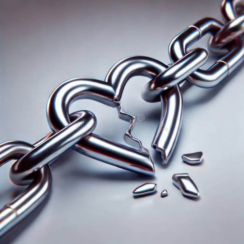 A Heart in the Shape of a Broken Chain. Stock Image - Image of strong ...
