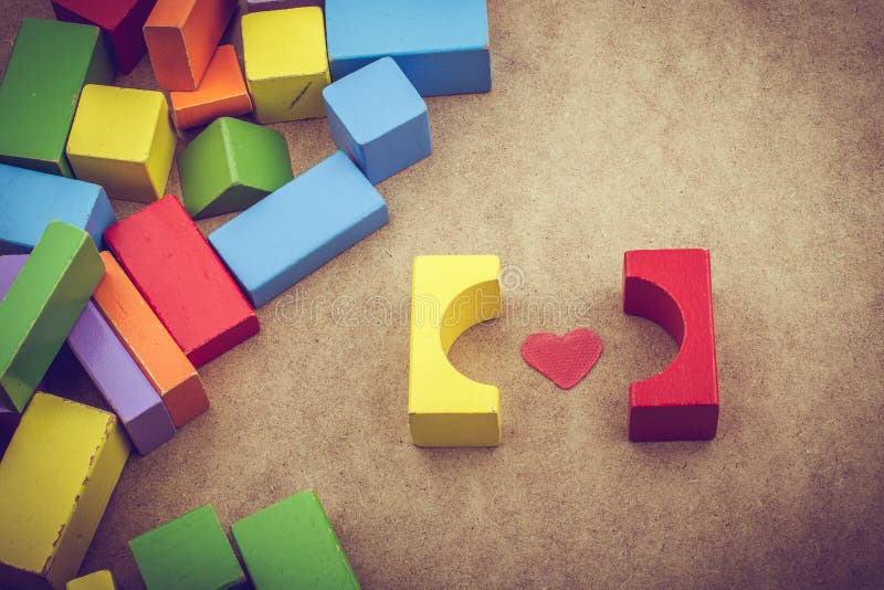 Heart Shape between Building Blocks Stock Image - Image of symbol ...