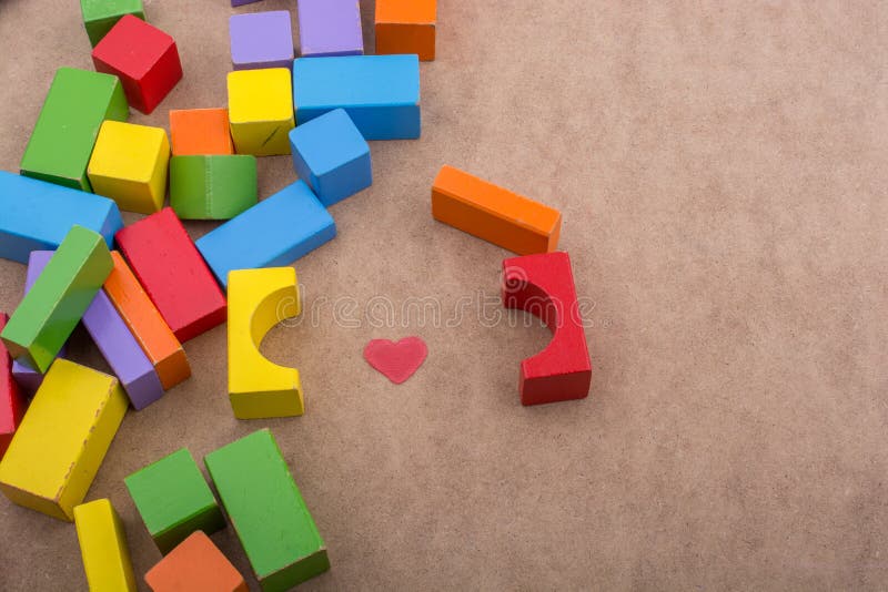 Heart Shape between Building Blocks Stock Image - Image of love, color ...