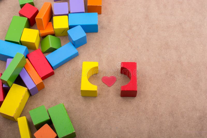 Heart Shape between Building Blocks Stock Image - Image of concept ...