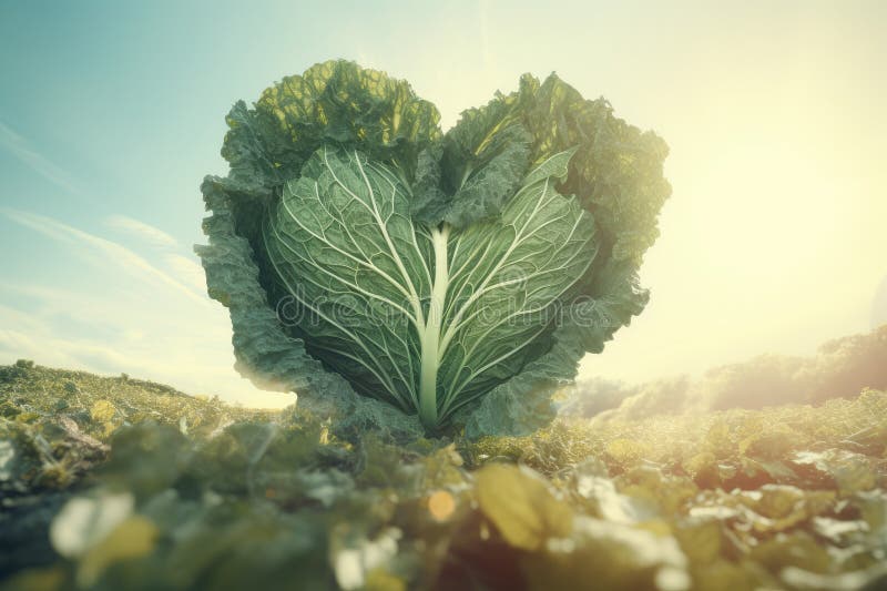 Heart Shape Cabbage Leaves. Generate Ai Stock Illustration ...