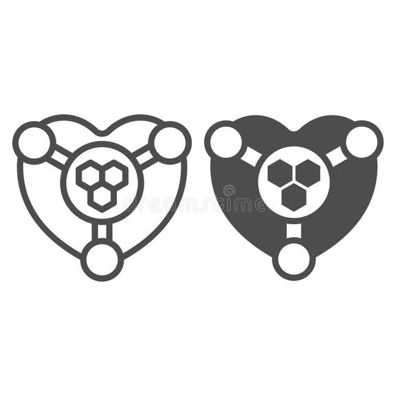 Heart Shape with Cell Chain Line and Solid Icon, Medical Research ...