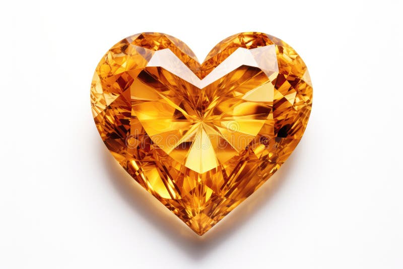 Heart Shape of Citrine Stone Fractal on White Background. Generative AI ...
