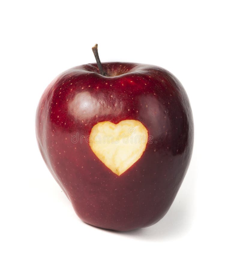 Apple with heart shape stock image. Image of concept - 21263773