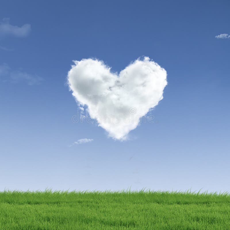 Heart Shaped Tree Growing on Green Grass. Love Stock Photo - Image of ...