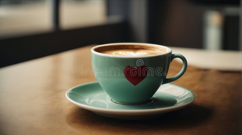 Heart shape coffee cup stock illustration. Illustration of ceramic ...