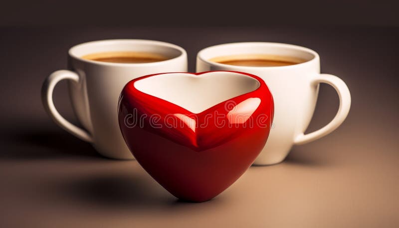 Heart shape coffee cup stock illustration. Illustration of coffee ...