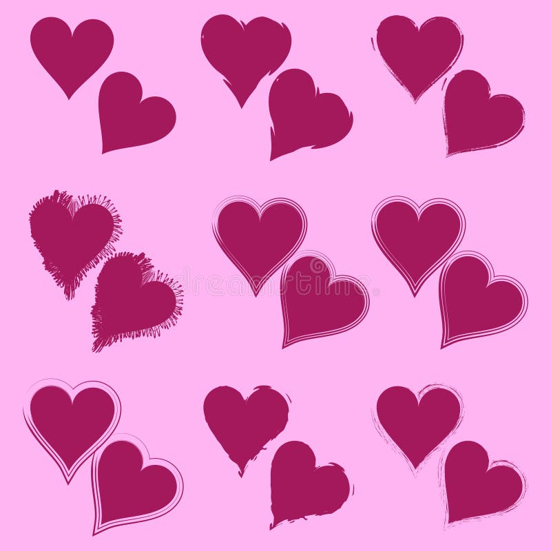 Heart Shape Collection. Decorative Love Symbols. Romantic Pink ...