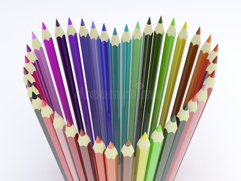 Heart Shape with Colored Pencils Stock Illustration - Illustration of ...