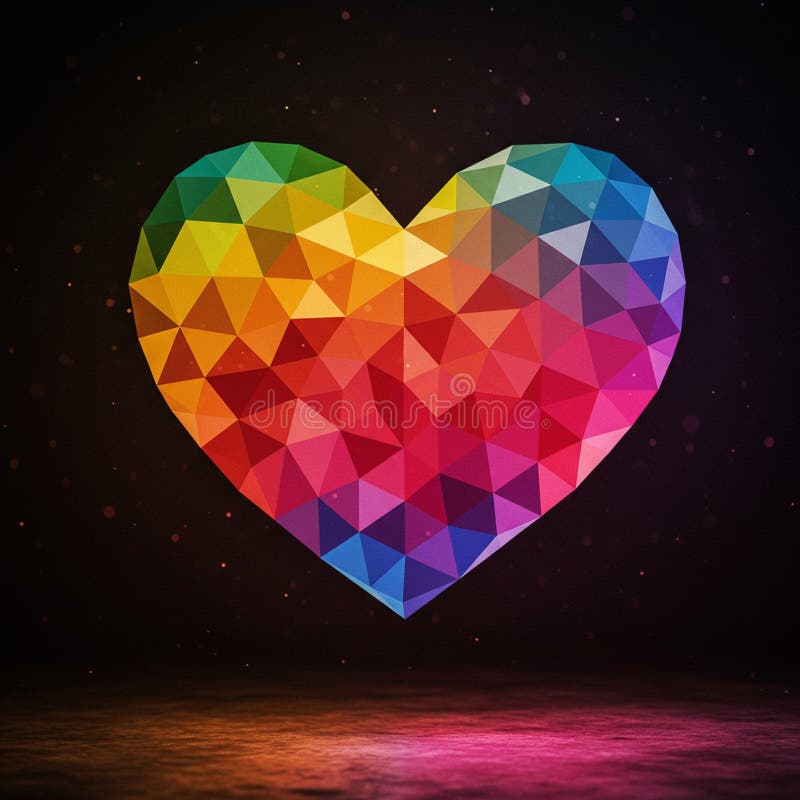 A Heart Shape Composed of Triangular Geometric Patterns, Filled with a ...