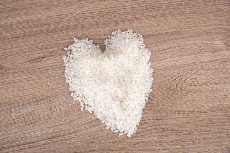 Heart Shape Composed of White Rice Stock Image - Image of mature, white ...
