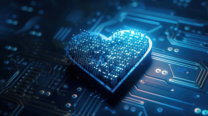 Heart Shape Computer Cell Phone Micro Chips. Valentine Motherboard ...