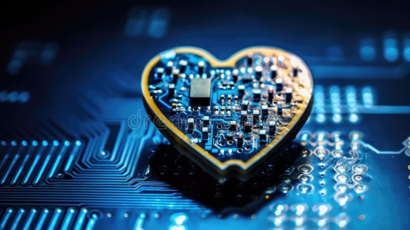 Heart Shape Computer Cell Phone Micro Chips. Valentine Motherboard ...