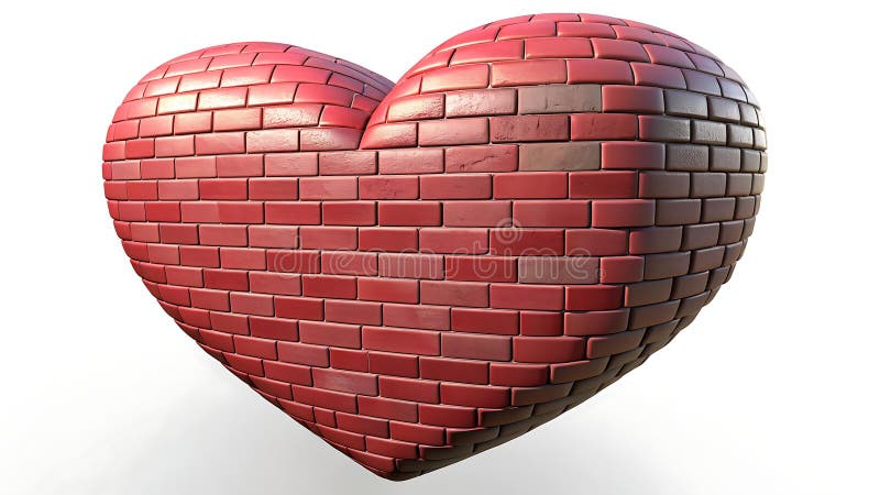Heart Shape Constructed Red Bricks Wall Texture Solid Love Structure ...