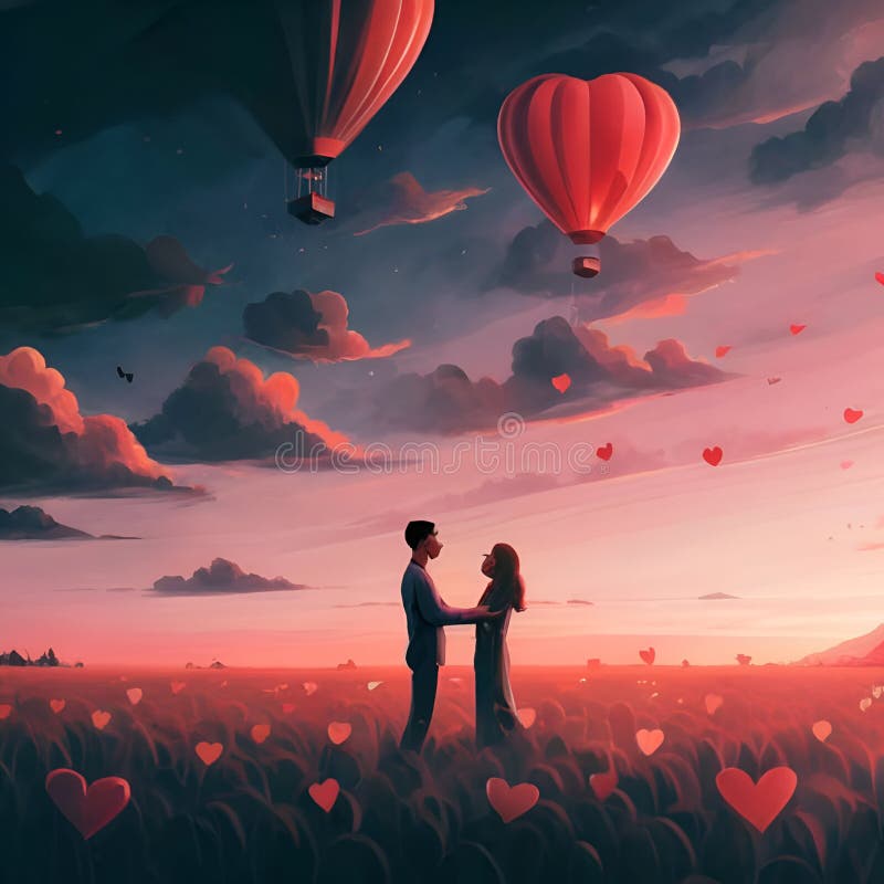 Heart Shape with Couple in Love AI Generated Stock Illustration ...