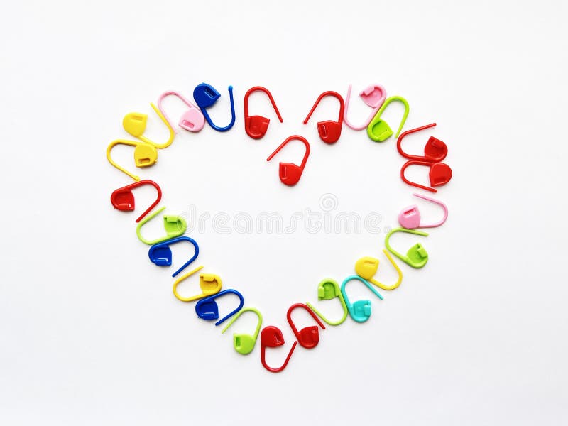 Heart Shape Created with Colorful Knitting Markers Stock Image - Image ...