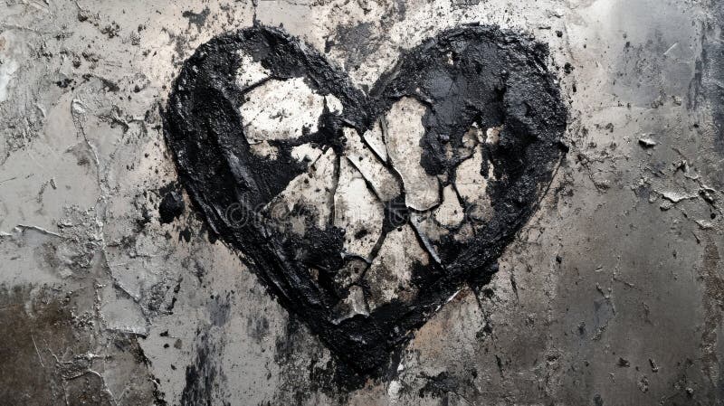 Heart Shape Created with Dark Materials on Silver Surface Stock ...