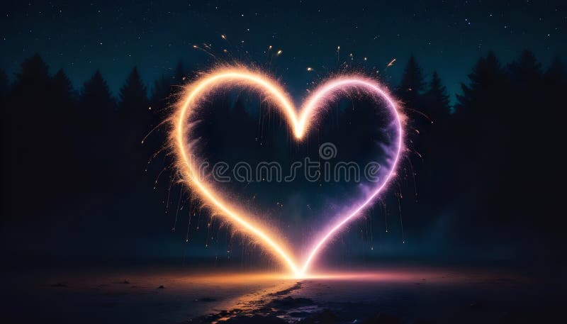 Heart Shape Created by Light Trails from Sparklers. the Scene is Set in ...