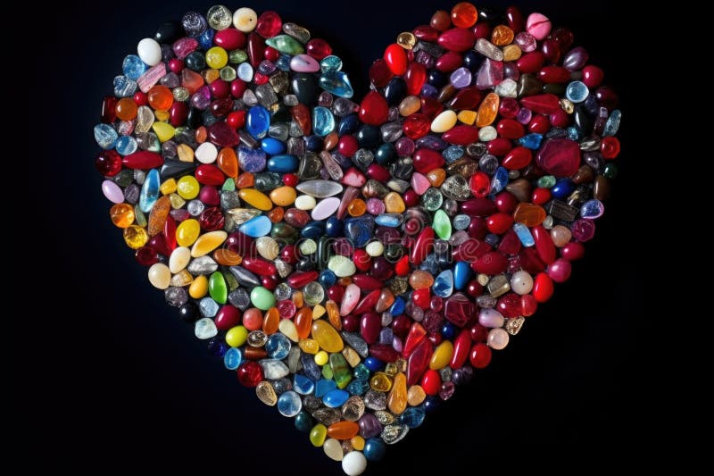 A Heart Shape Created with Multicolored Marbles Stock Photo - Image of ...