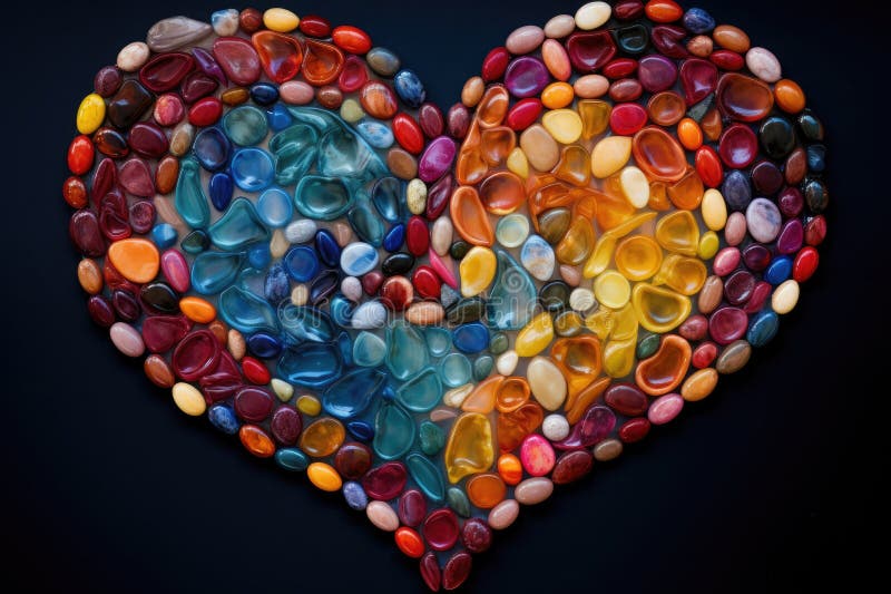 A Heart Shape Created with Multicolored Marbles Stock Image - Image of ...