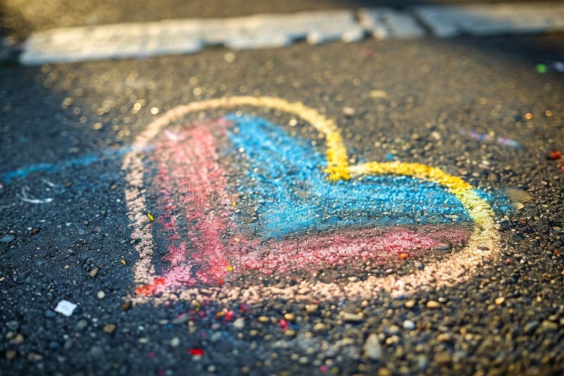 A Heart Shape, Created Using Chalk, Drawn on the Surface of the Ground ...
