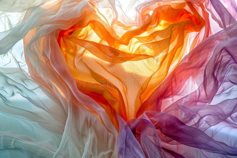 A Heart Shape Created Using Layers of Sheer Fabric, Forming a Delicate ...