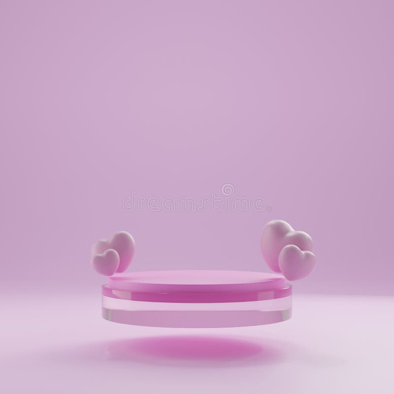 Heart Shape 3d Rendering Empty Space Cylinder Pink Podium Valentine S ...