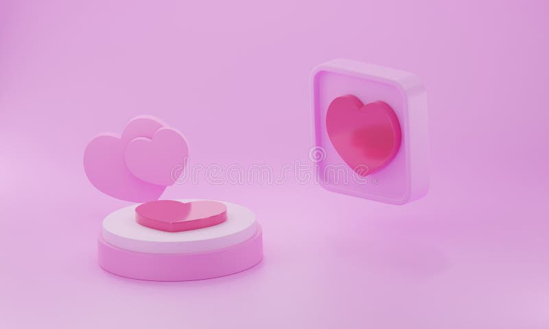 Heart Shape 3d Rendering Empty Space Cylinder Pink Podium Valentine S ...