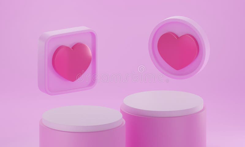 Heart Shape 3d Rendering Empty Space Cylinder Pink Podium Valentine S ...