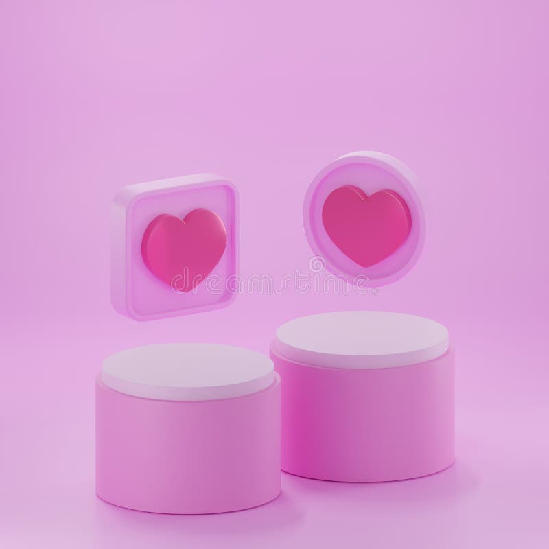 Heart Shape 3d Rendering Empty Space Cylinder Pink Podium Valentine S ...