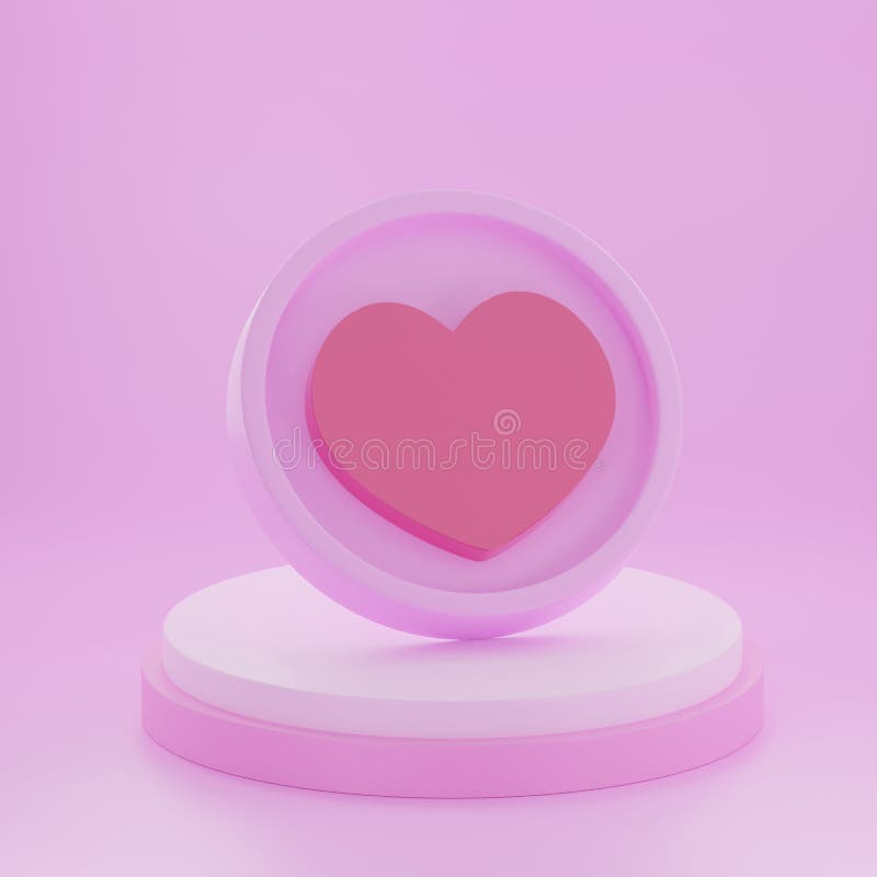 Heart Shape 3d Rendering Empty Space Cylinder Pink Podium Valentine S ...