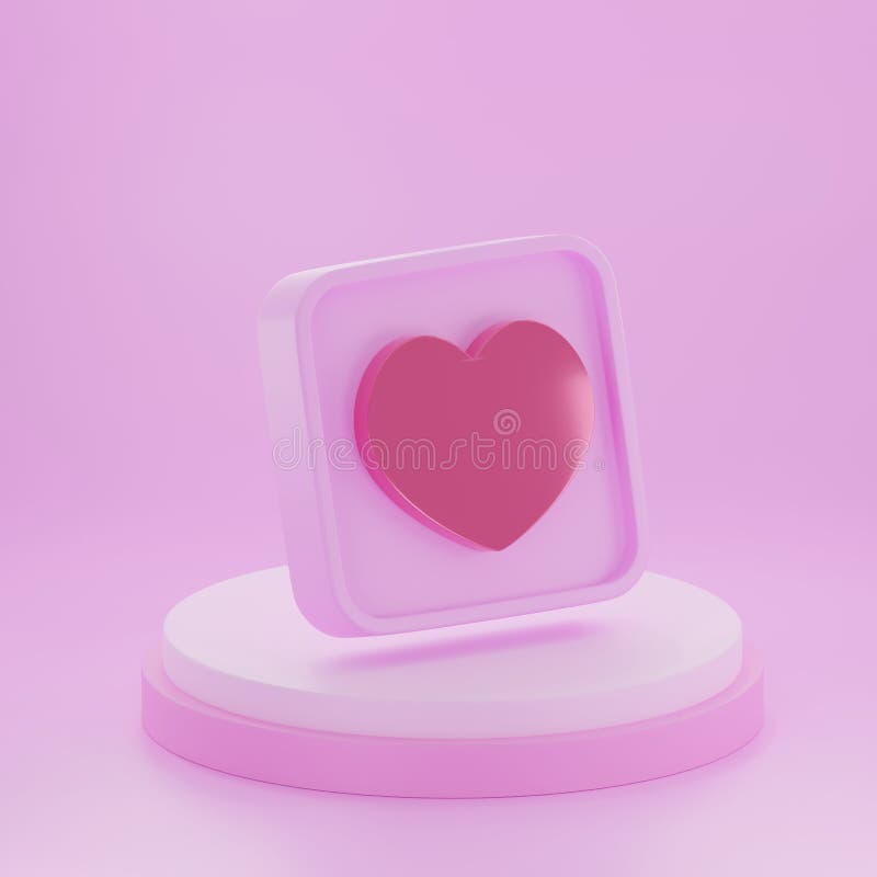 Heart Shape 3d Rendering Empty Space Cylinder Pink Podium Valentine S ...