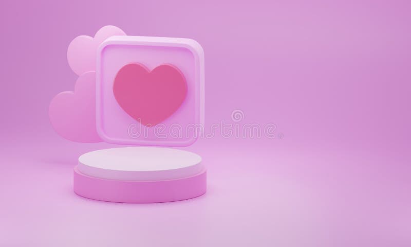 Heart Shape 3d Rendering Empty Space Cylinder Pink Podium Valentine S ...