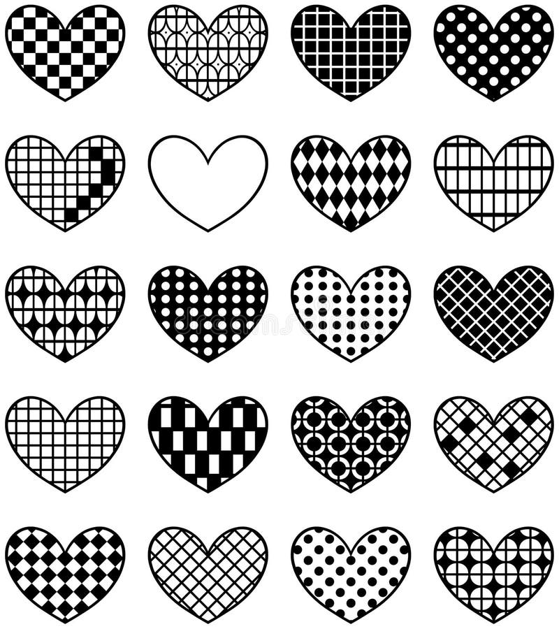 Stylized Simple Geometric Hearts Set Stock Vector - Illustration of ...