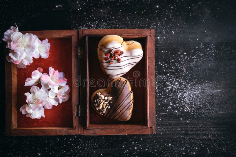 Sweet donuts with hearts stock image. Image of donuts - 108994645