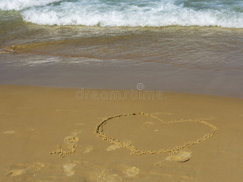 Heart Shape Drawing on Coastline Stock Image - Image of scenery, travel ...