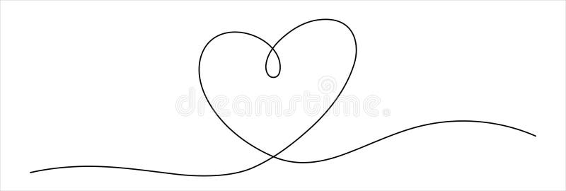 Heart Shape Drawing by Continuos Line, Thin Line Design Vector ...