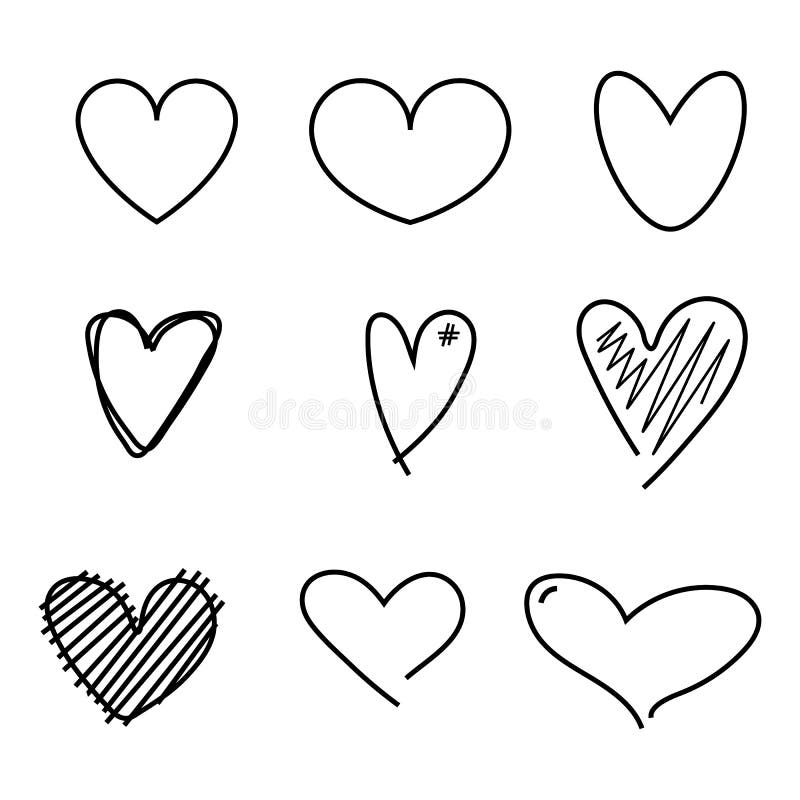 Heart Shape Drawing Set with Different Style for Decoration Stock ...