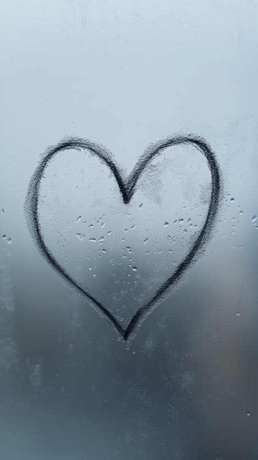 Heart Shape Drawn on Foggy Window Glass Stock Photo - Image of drawing ...