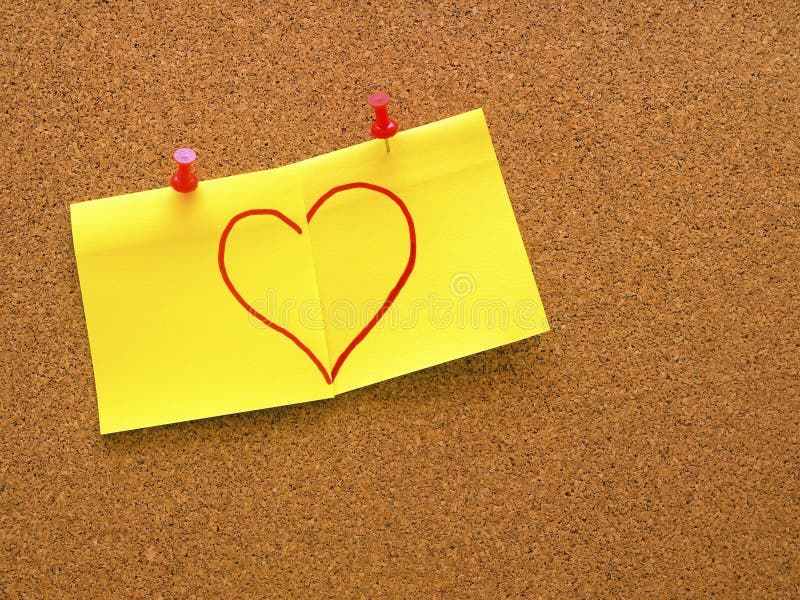 Heart Shape Drawn on Two Post it Notes Stock Image - Image of behavior ...