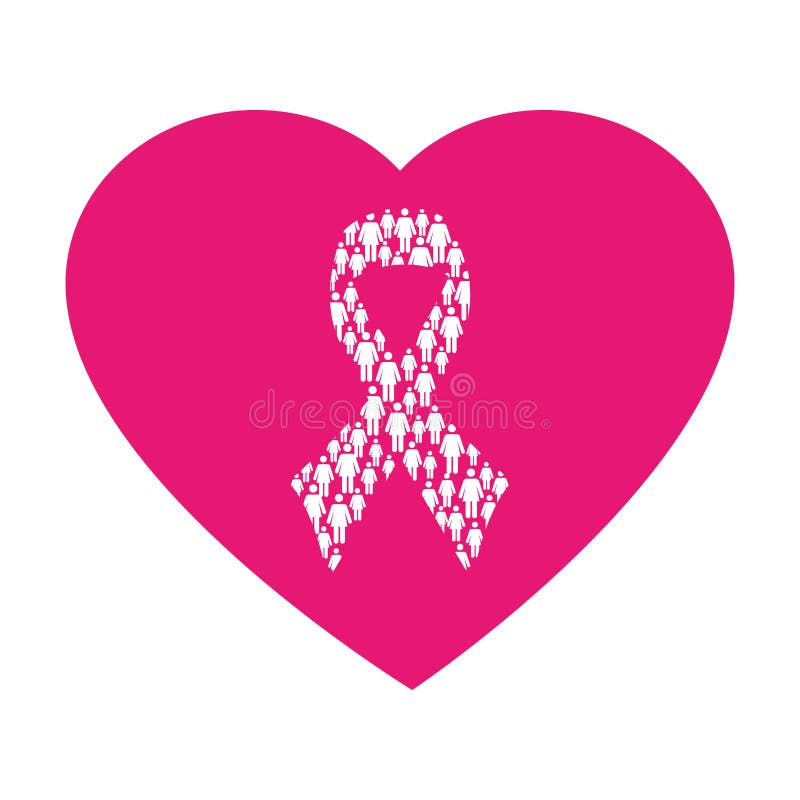 Emblem with Heart Shape Pink with Symbol Breast Cancer Stock Vector ...