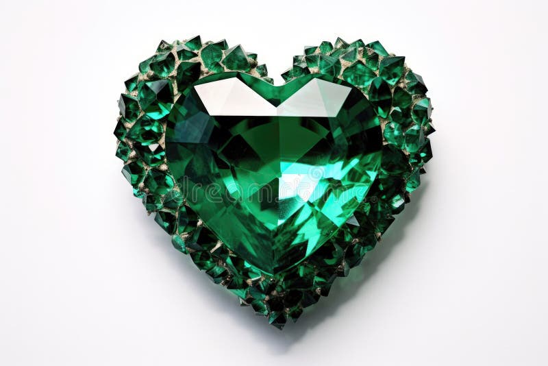 Heart Shape of Emerald on White Background. Generative AI Stock ...