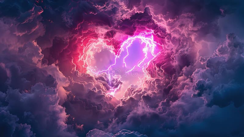 A Heart Shape Emerges in the Clouds Surrounded by Vibrant Colors and ...