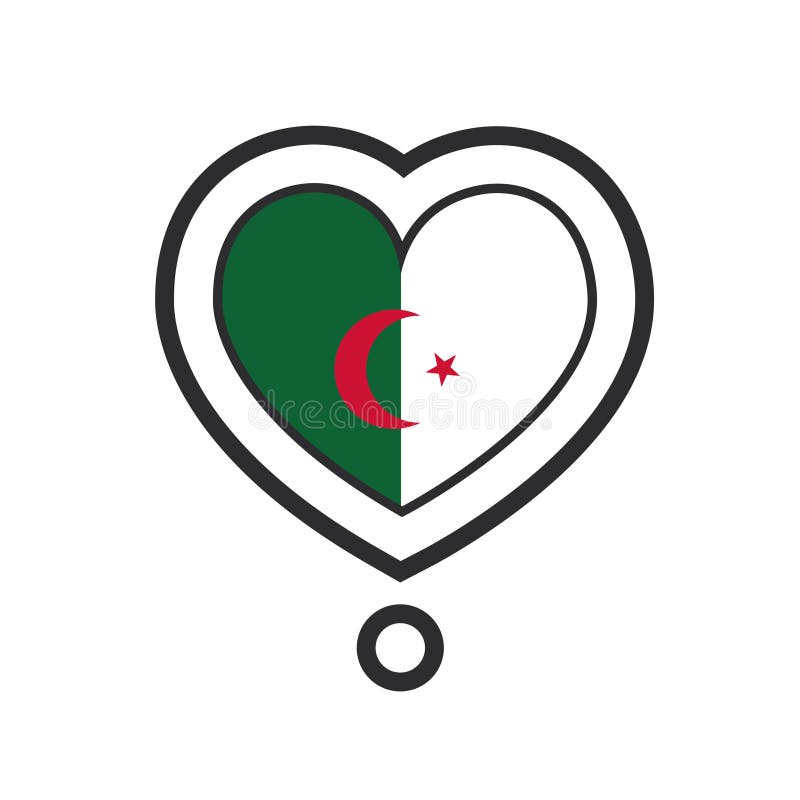 Heart Shape with the Flag of Algeria. Vector Stock Illustration - Illustration of emotion ...