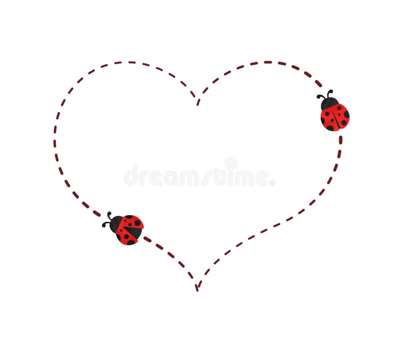 Heart Shape Flying Ladybug Trail Frame Clipart Vector Illustration ...