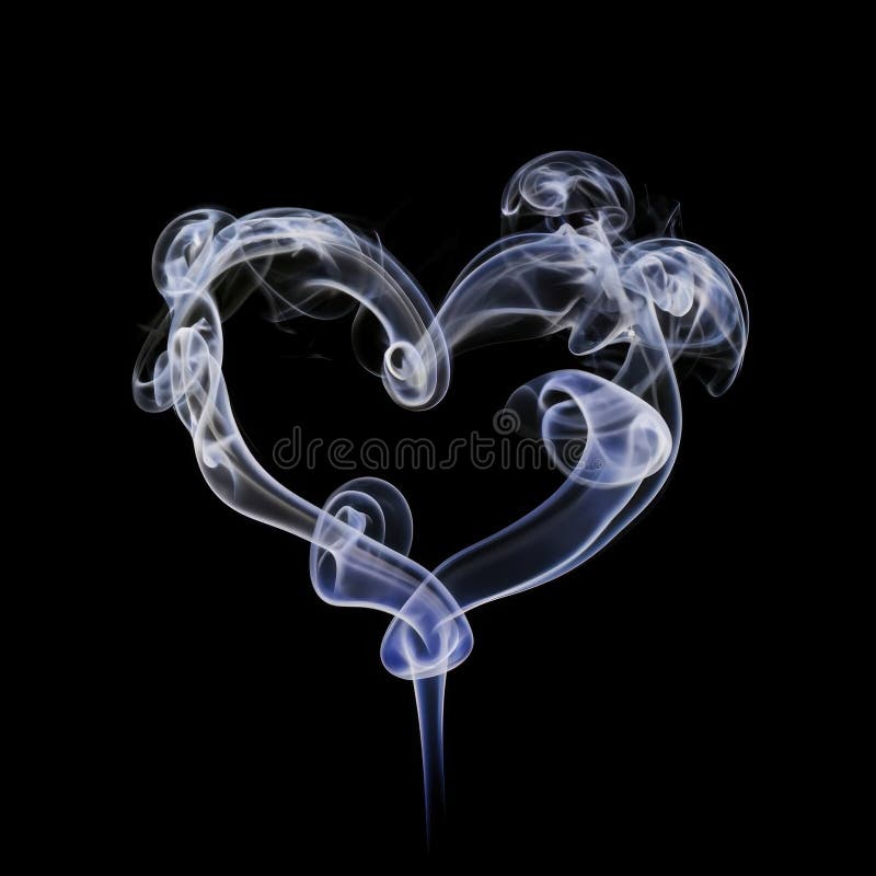Heart Shape Formed by Blue Smoke on Black Background Stock Illustration ...