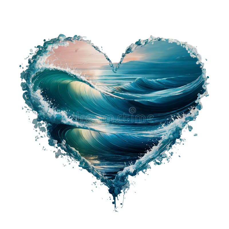A Heart Shape is Formed by Cascading Ocean Waves Stock Photo ...