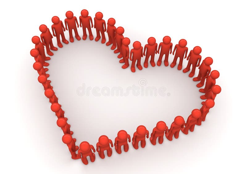 Large Group of People in the Shape of a Heart. Stock Illustration ...