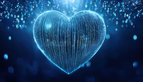 Heart Shape Formed from Flowing Binary Code Representing Compassion and ...