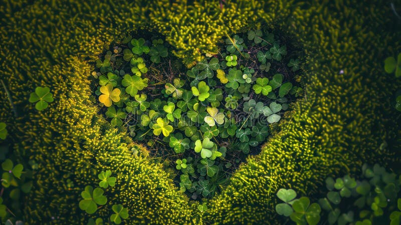 Heart Shape Formed by Fresh Green Clover Stock Illustration ...
